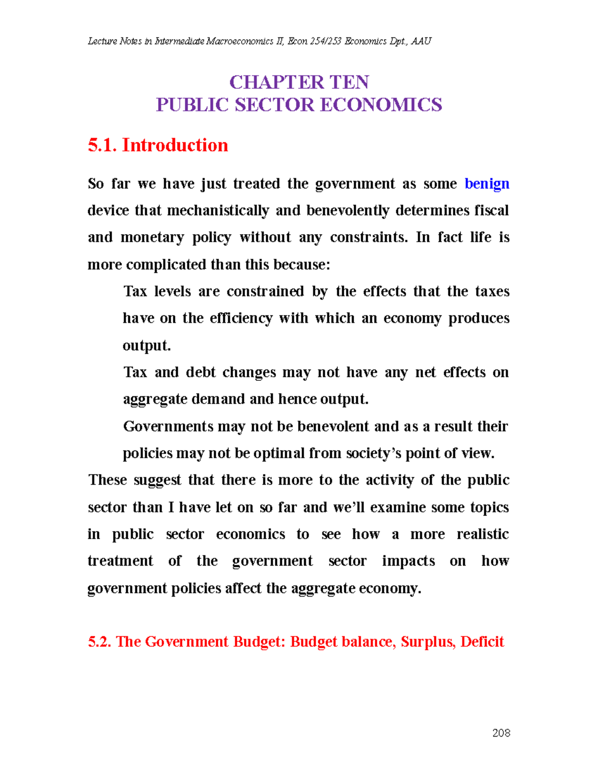 Ch10 Government-3 - Economics - CHAPTER TEN PUBLIC SECTOR ECONOMICS 5 ...