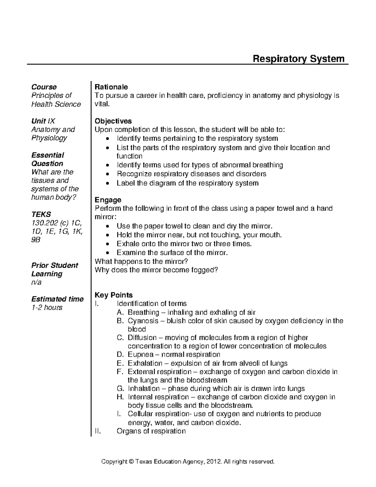 09-respiratory-system - Respiratory System Course Principles of Health ...