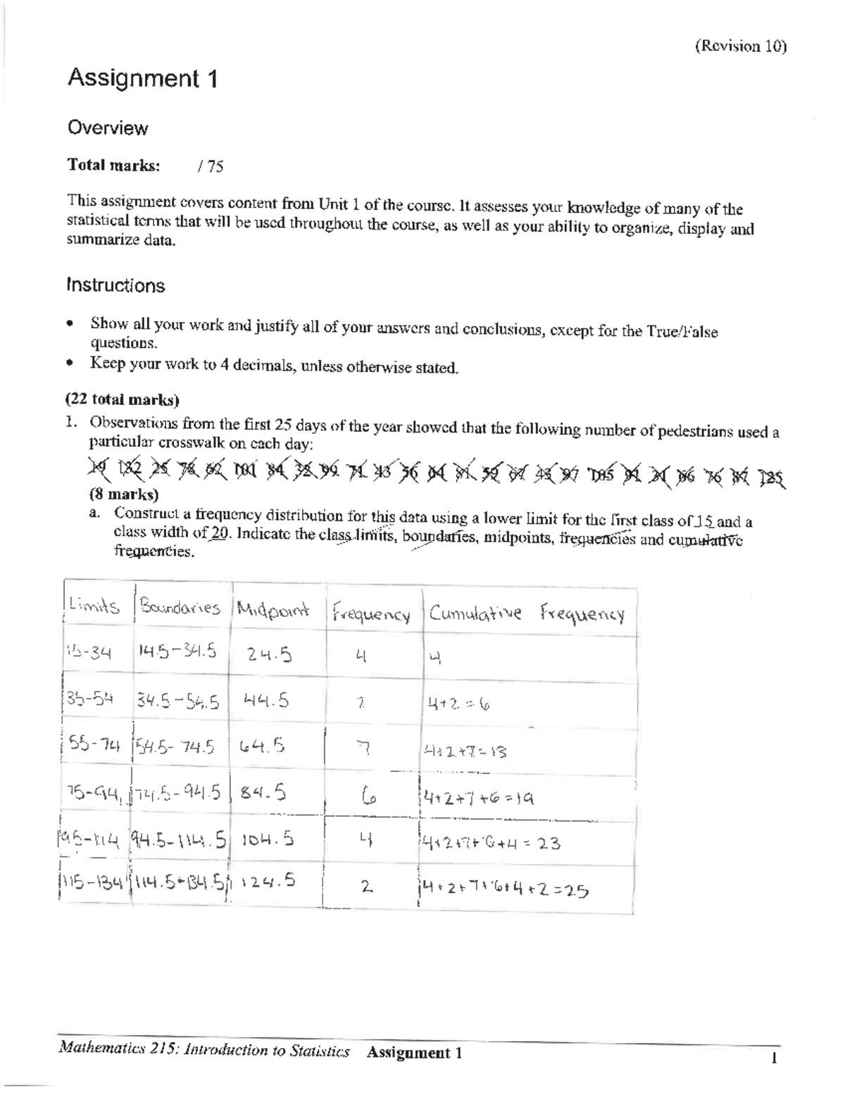 MATH 215 Assignment 1 - Math 215 - Studocu