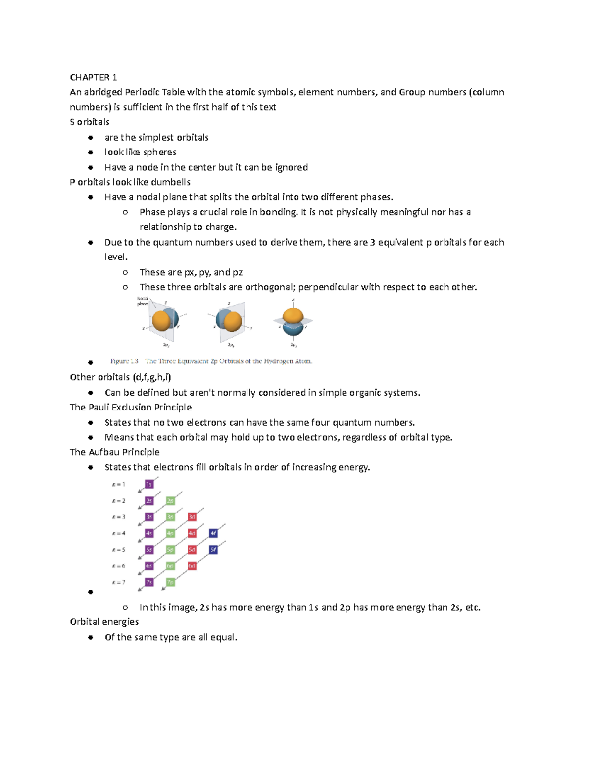 CHEM 250 Chapters 1-4 - CHAPTER 1 An abridged Periodic Table with the ...