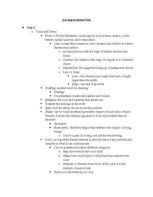 Unit 6 Visual Art Terms - Unit 6: Visual Art Terms Medium: is the word ...