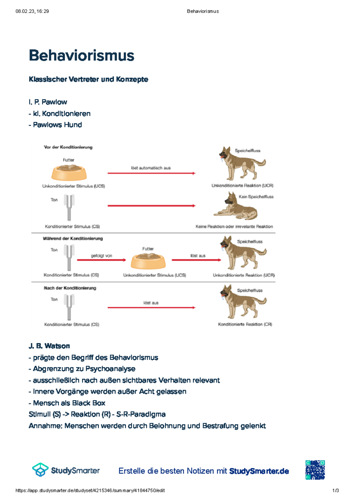 Behaviorismus - 08.02, 16:29 Behaviorismus app.studysmarter/studyset ...