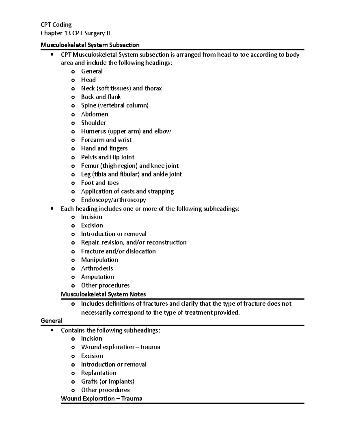 Chapter 13 Surgery Ii Notes Chapter 13 Cpt Surgery Ii