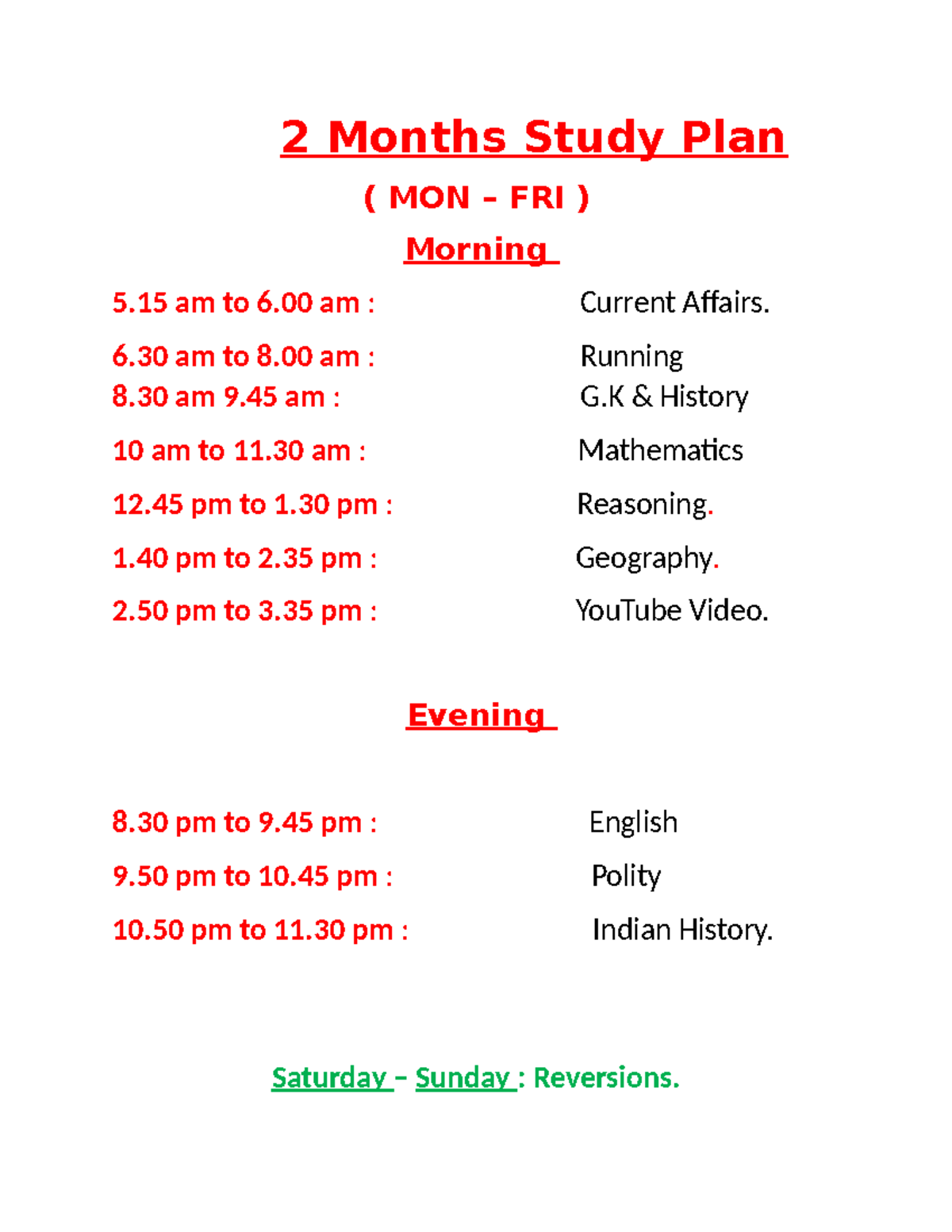 Two Months Study Plan - Bachelors in Computer Science and Application ...