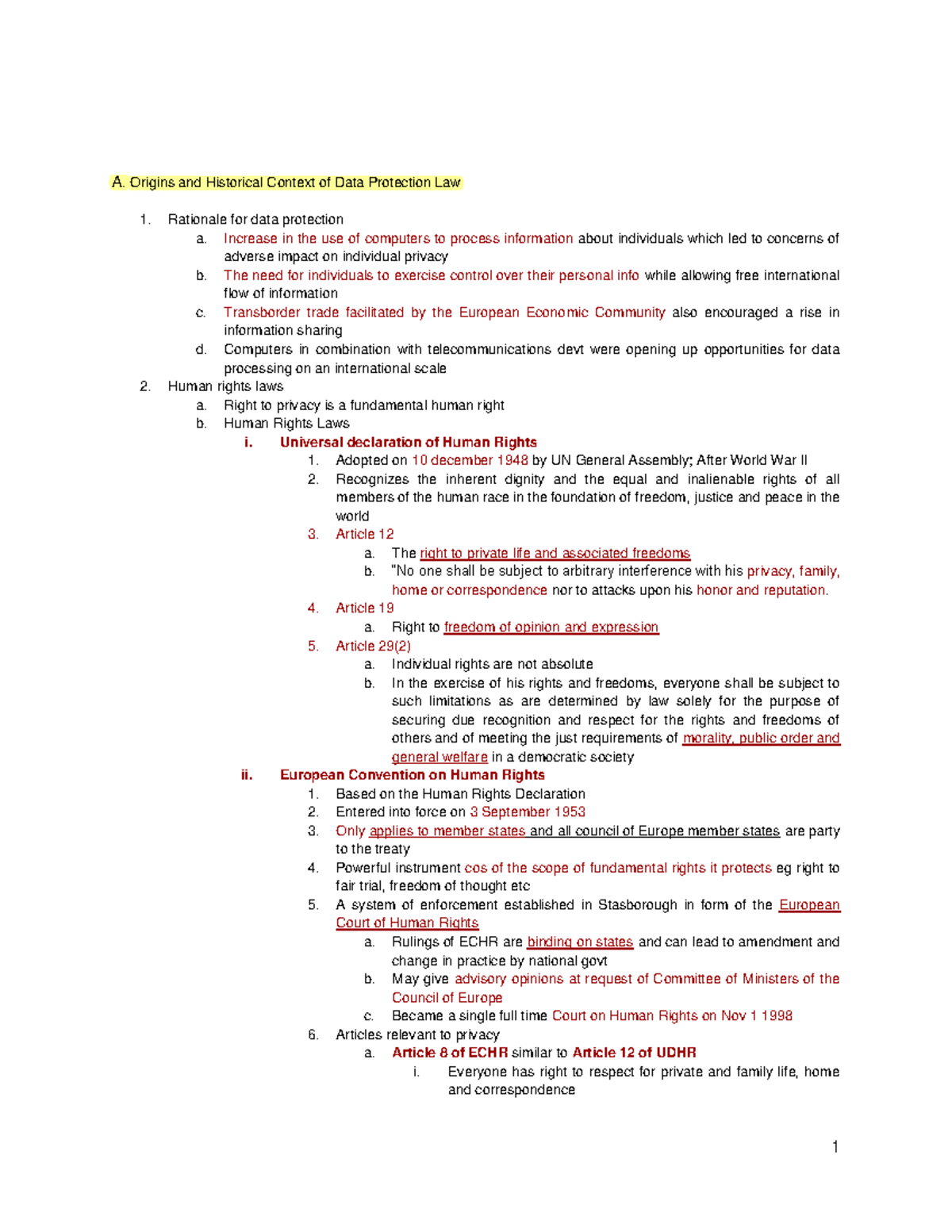 Introduction to European Data Protection Outline[ 1385] - A. Origins ...