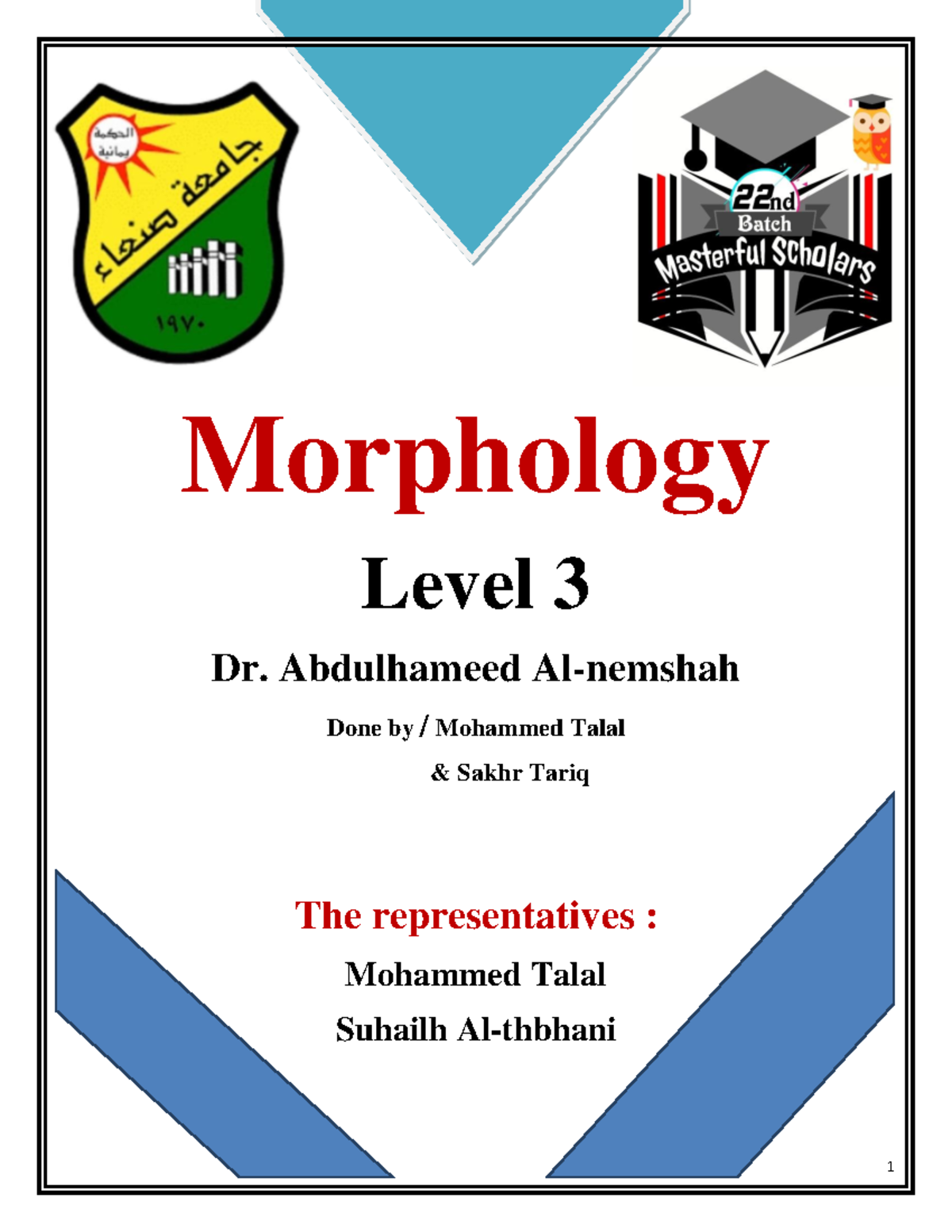 Morphology 11 - A good practice material - Morphology Level 3 Dr ...