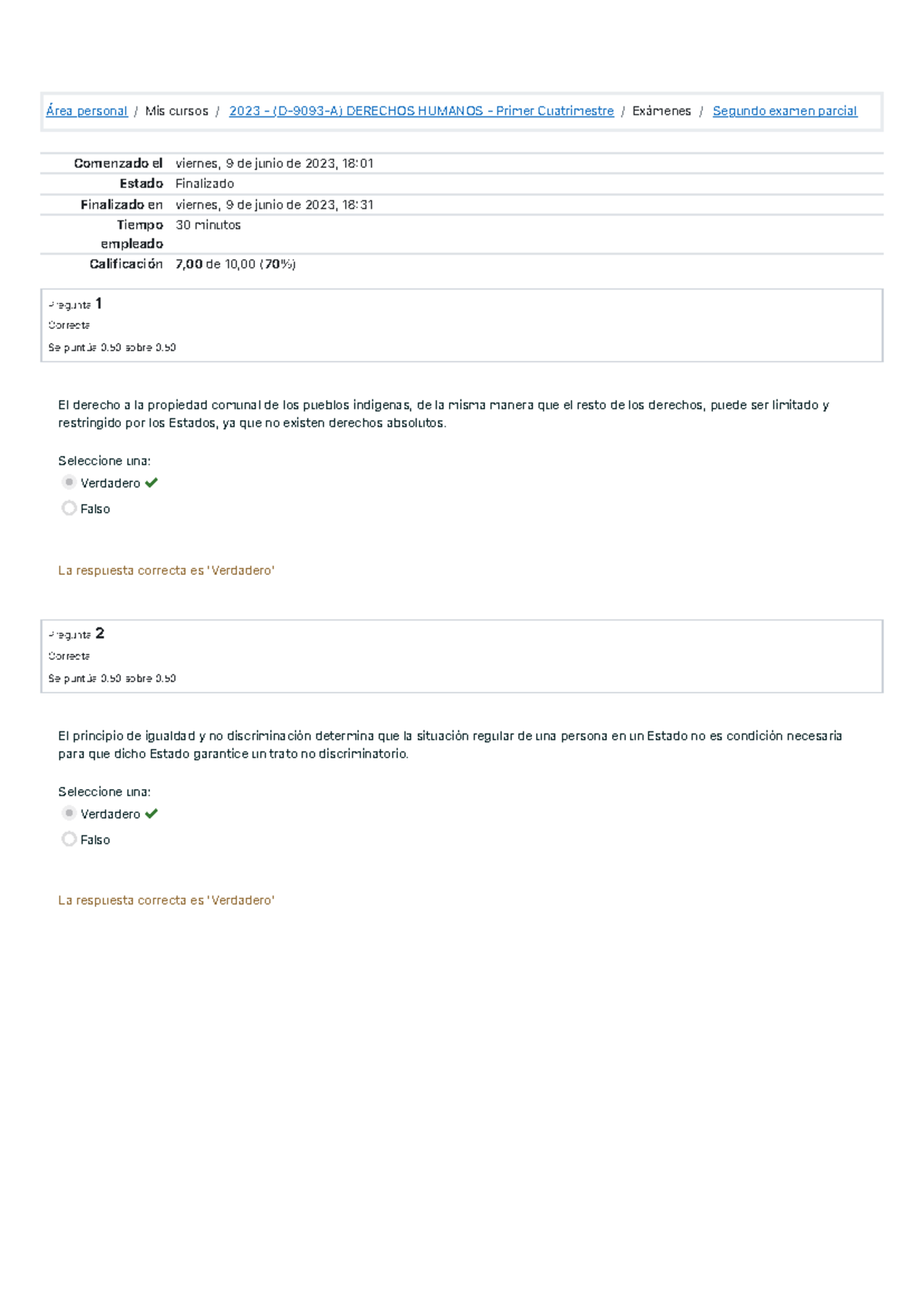 2do parcial ddhh - Área personal / Mis cursos / 2023 - (D-9093-A) DERECHOS HUMANOS - Primer ...