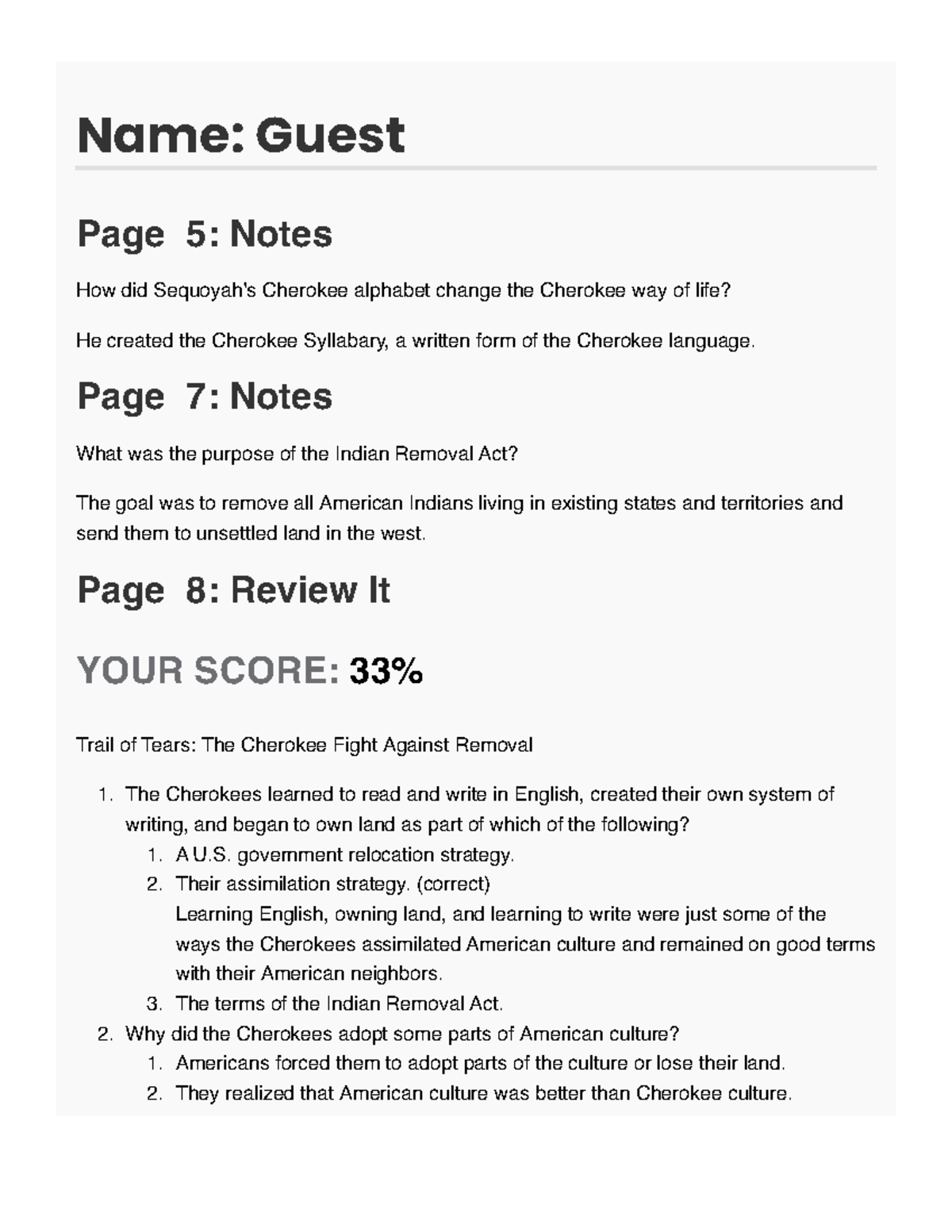 - Hyggg - Name: Guest Page 5: Notes How did Sequoyah's Cherokee ...