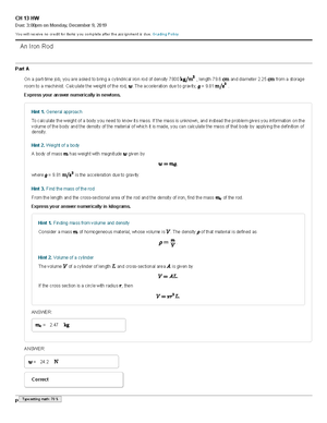 CH 05 HW - Chapter 5 Physics Homework for Mastering - CH 05 HW Due: 3 ...