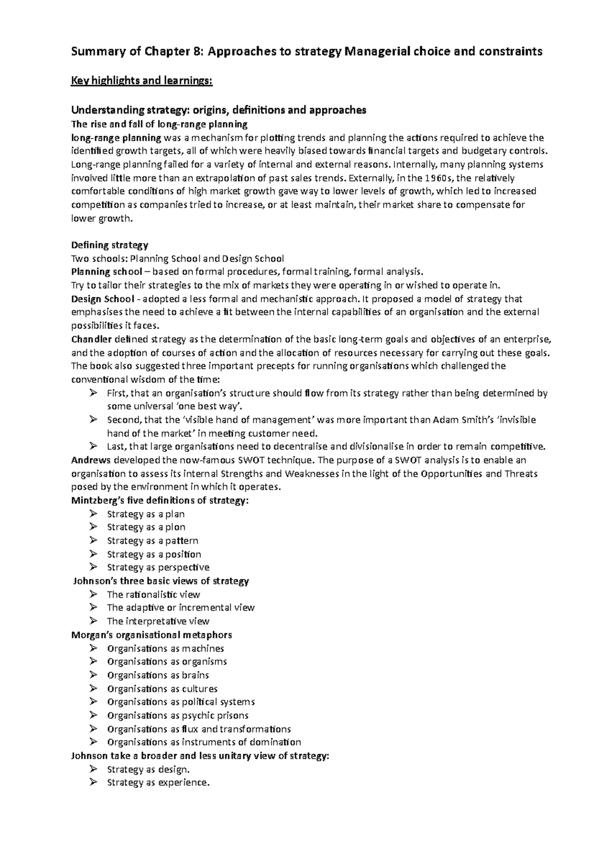 Chapter 8 - summaries - Managing Change - Summary of Chapter 8 ...