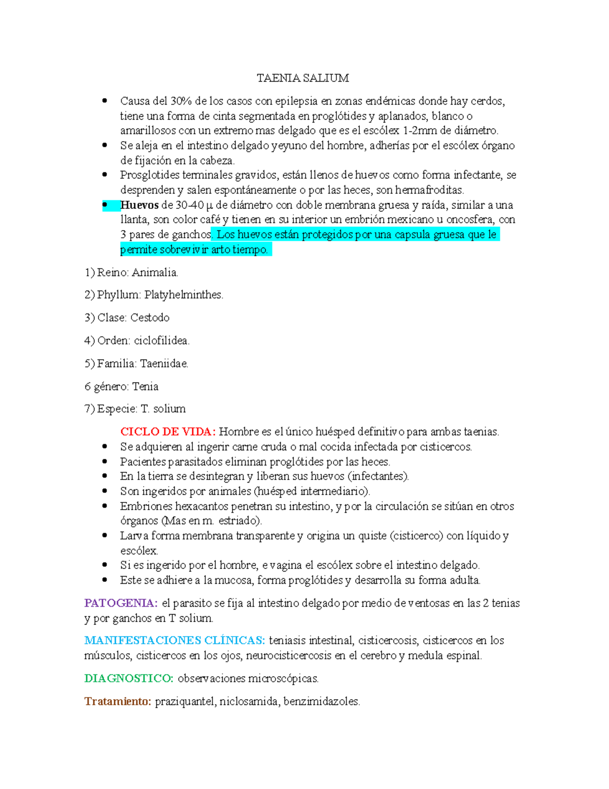 Taenia Salium Parasito en el cuerpo humano resumen - TAENIA SALIUM ...