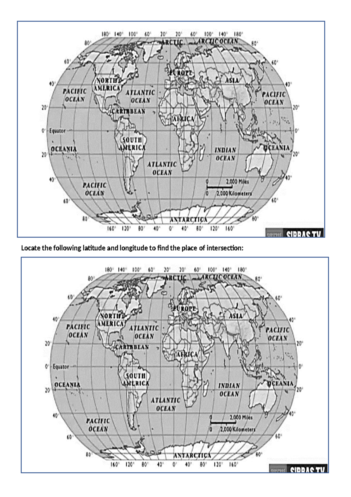 Activity Sheet Latitude AND Longitude - Physical Science - Locate the ...