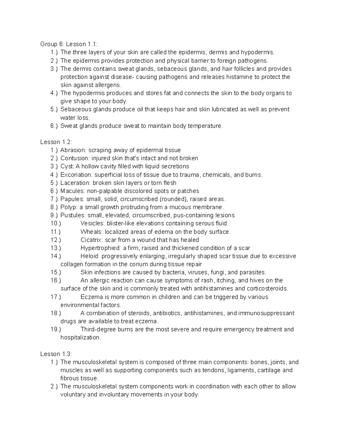 Anatomy and Physiology Integumentary System - Group 6: Lesson 1: 1 ...