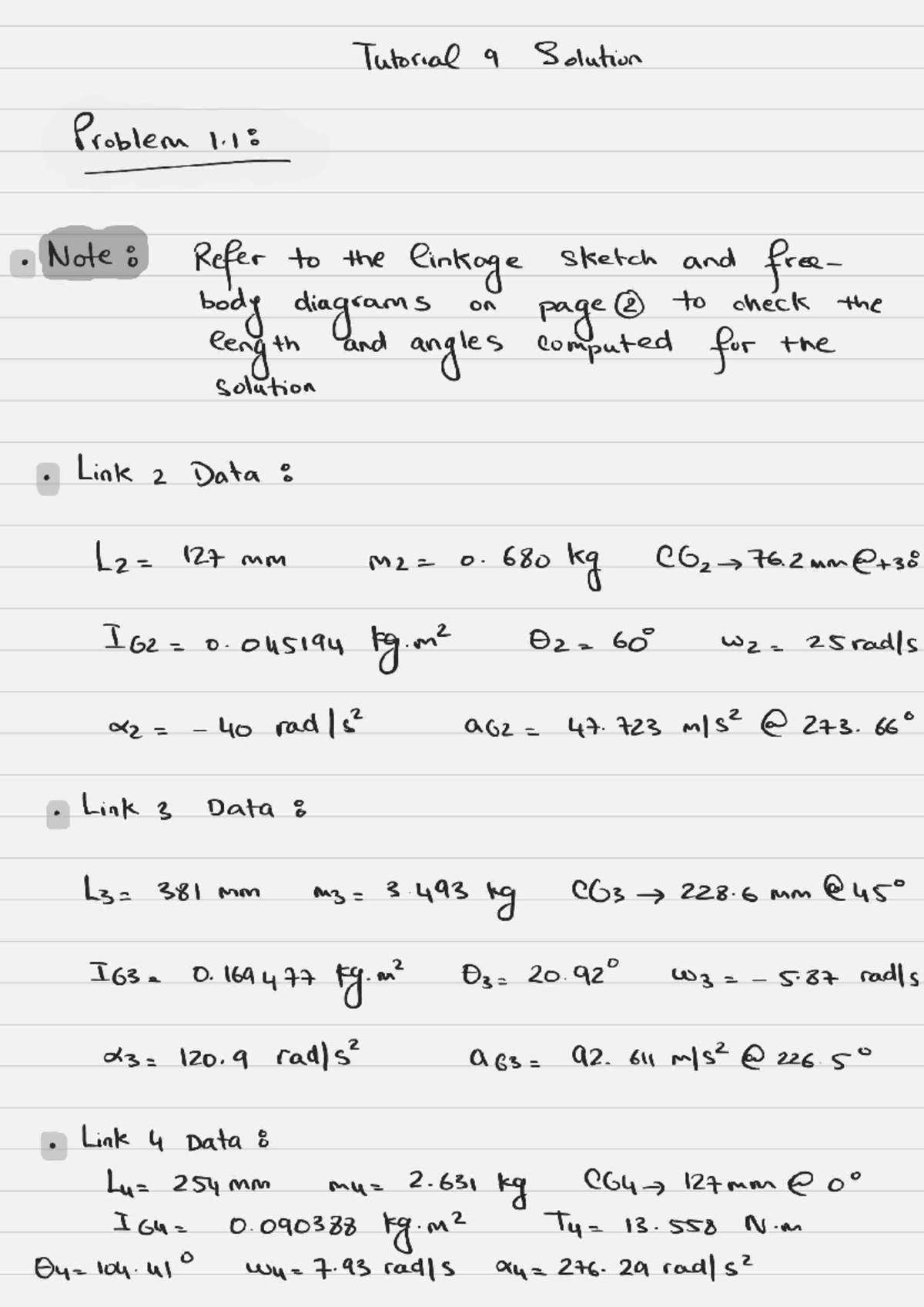 MECH226 Tutorial 9 Solutions - Machine Dynamics - Studocu