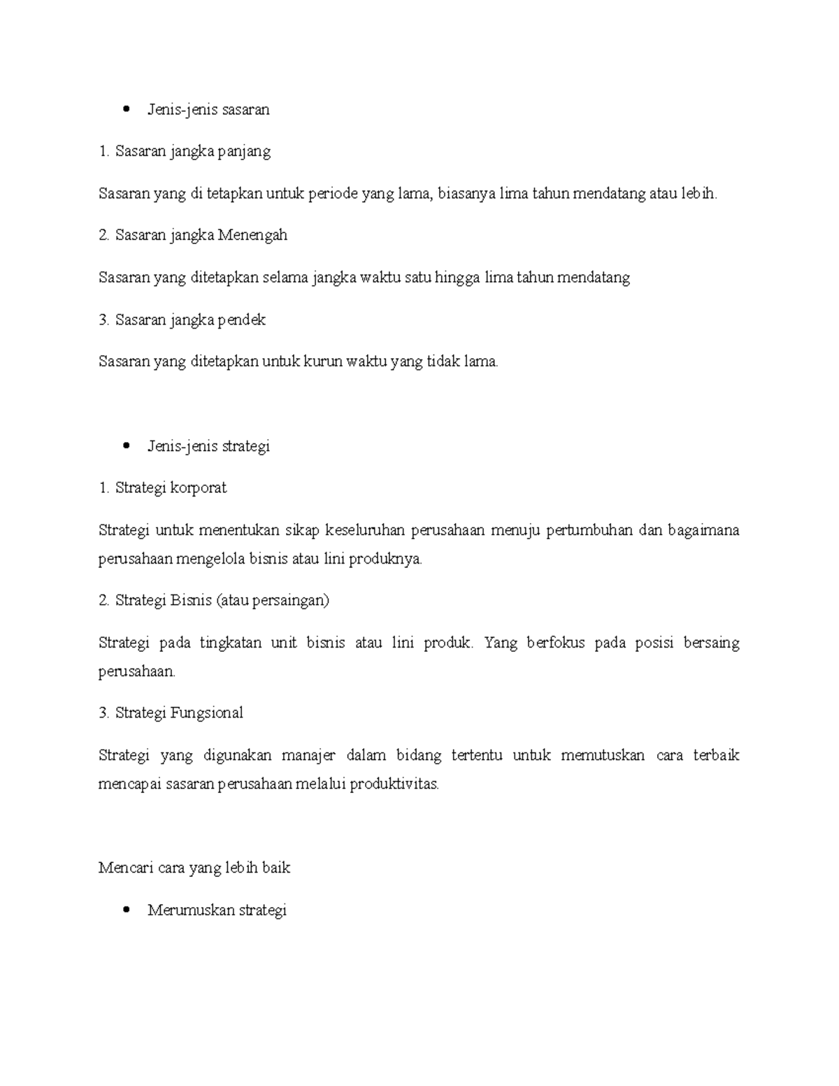 Pengantar Bisnis: Sasaran dan Strategi - Jenis-jenis sasaran Sasaran ...