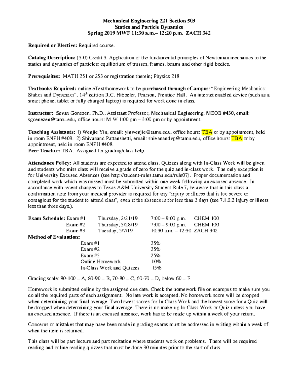 Bwykfupd - Mechanical Engineering 221 Section 503 Statics and Particle ...
