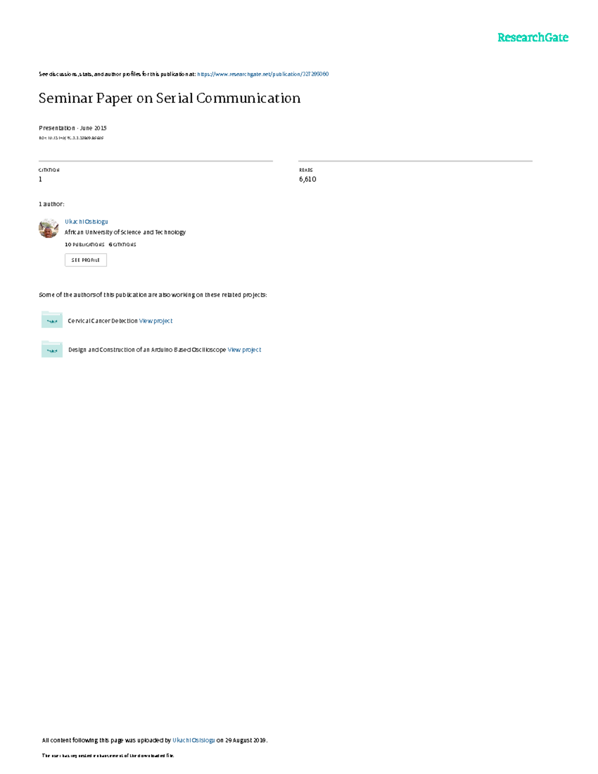 Seminar Paper on Serial Communication - See discussions, stats, and ...