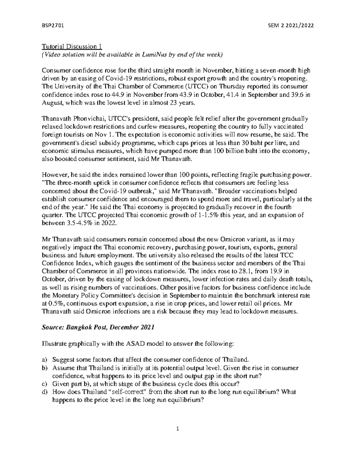 Tutorial Discussion 1 - BSP2701 SEM 2 2021/ 1 Tutorial Discussion 1 ...