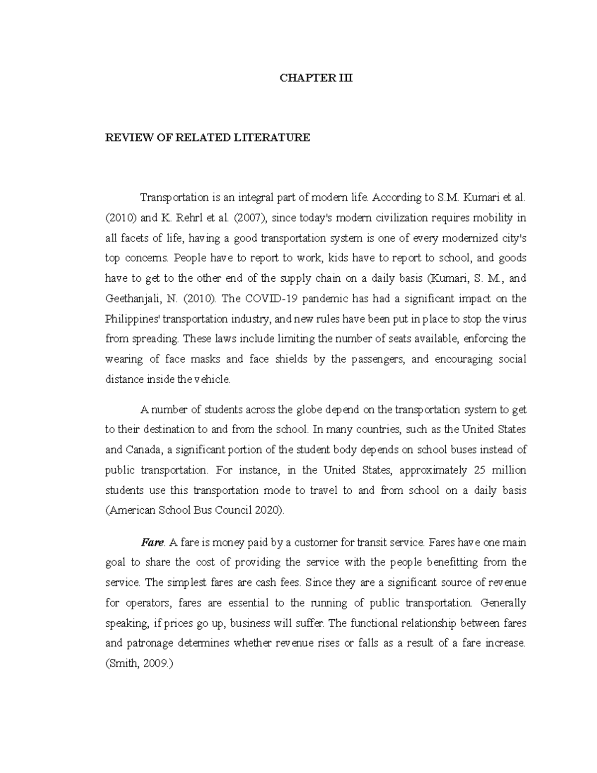 RRL - welcome - CHAPTER III REVIEW OF RELATED LITERATURE Transportation ...