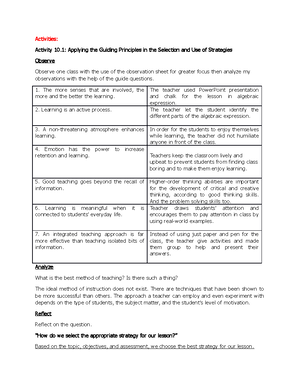 FS1 Episode 14 - ACTIVITY 14. TEACHER PERSONAL QUALITIES: A VIEW FROM ...