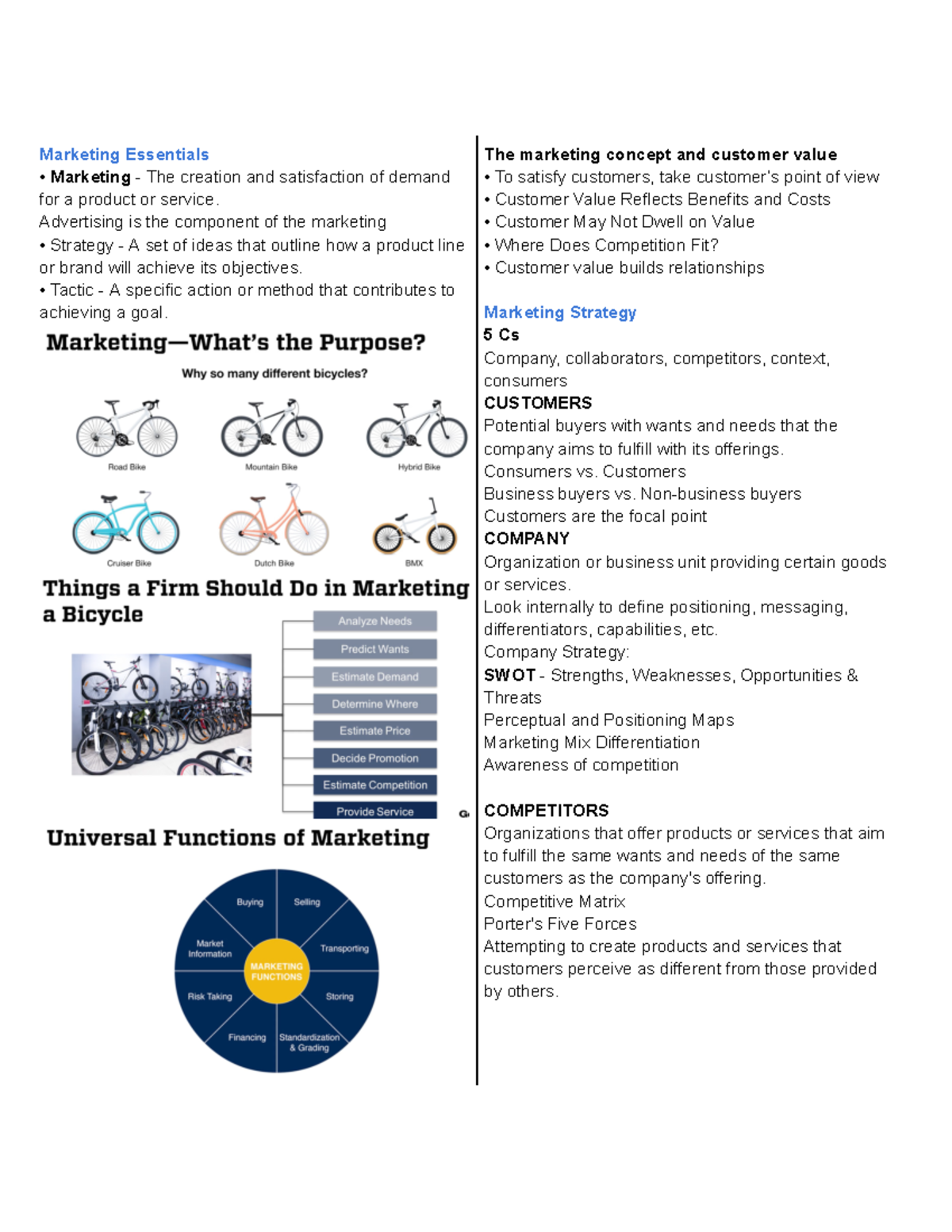 8803 Marketing - lecture notes - Marketing Essentials Marketing - The ...