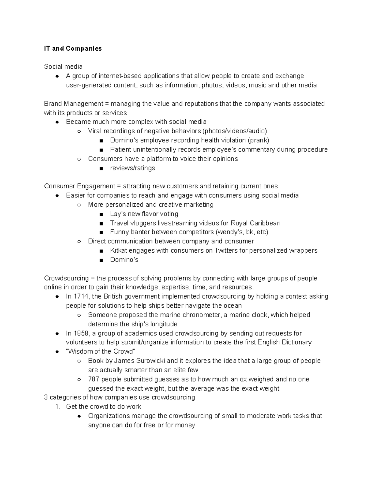 Module 3 studyguide - IT and Companies Social media A group of internet ...