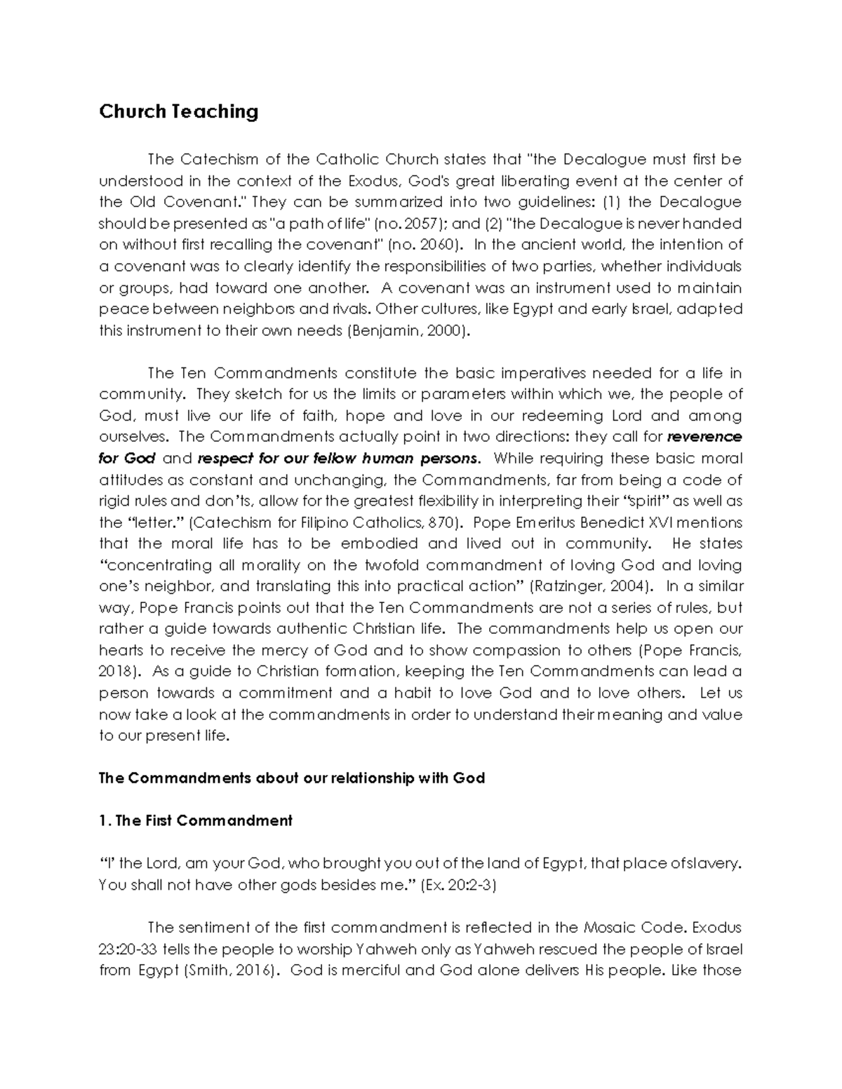 M2L1A Church-Teaching - Church Teaching The Catechism of the Catholic ...