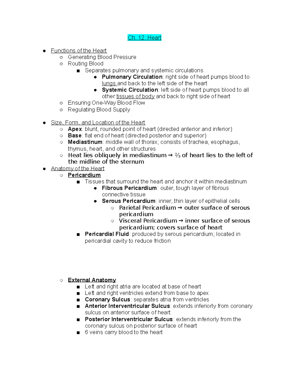 Seeley's Essentials of Anatomy & Physiology Chapter 12 - Ch. 12: Heart ...