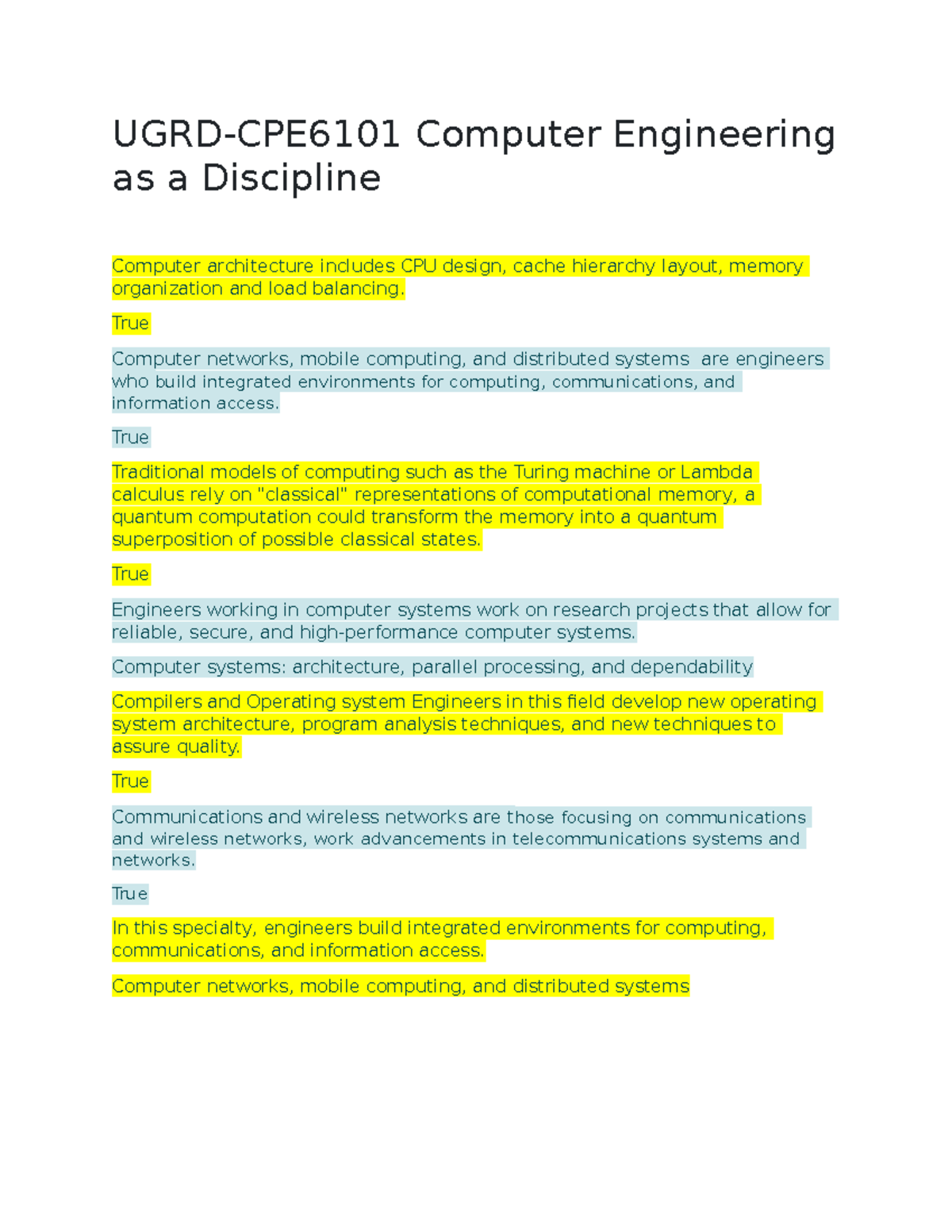 UGRD-CPE6101 Computer Engineering - True Computer networks, mobile ...