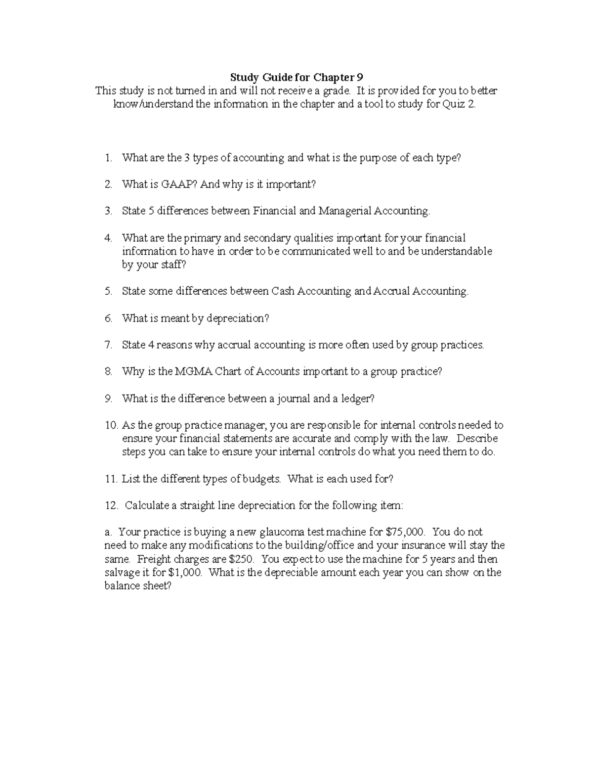 Study Guide Chapter 9 - Study Guide for Chapter 9 This study is not ...