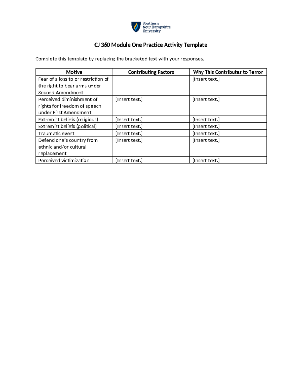 module one practice activity template - CJ 360 Module One Practice ...