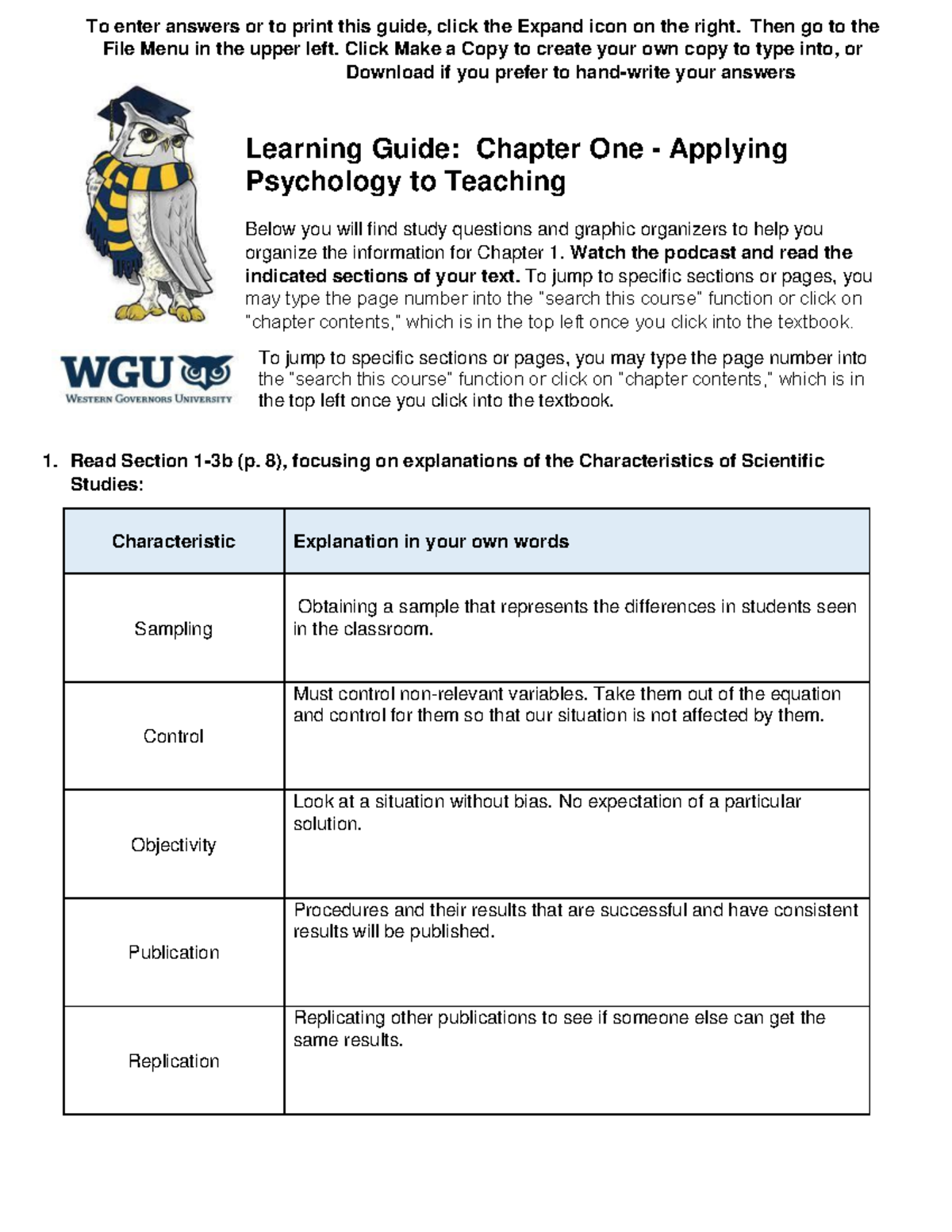 Chapter 1 Learning Guide - C913 - WGU - Studocu
