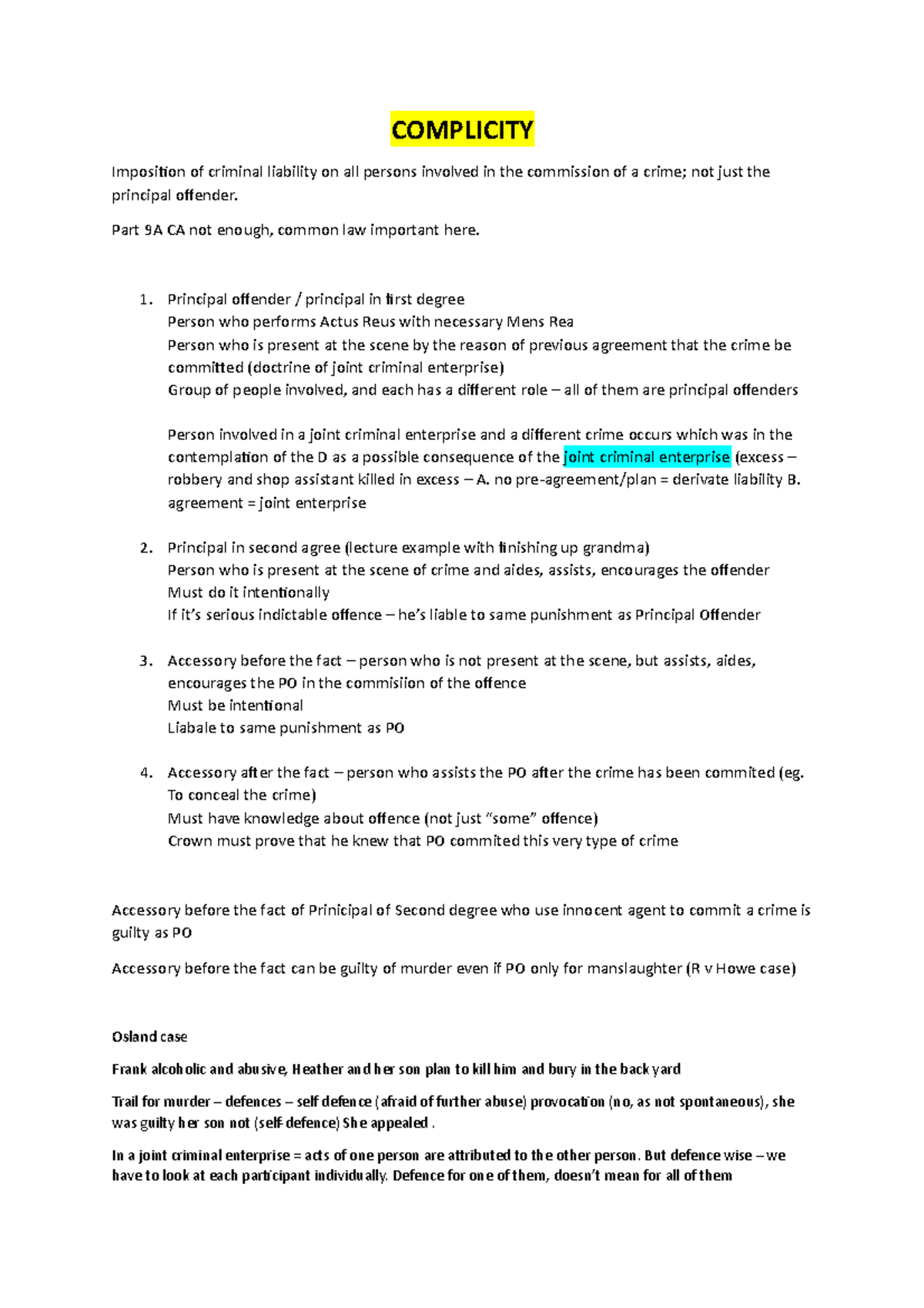 Complicity - COMPLICITY Imposition of criminal liability on all persons ...