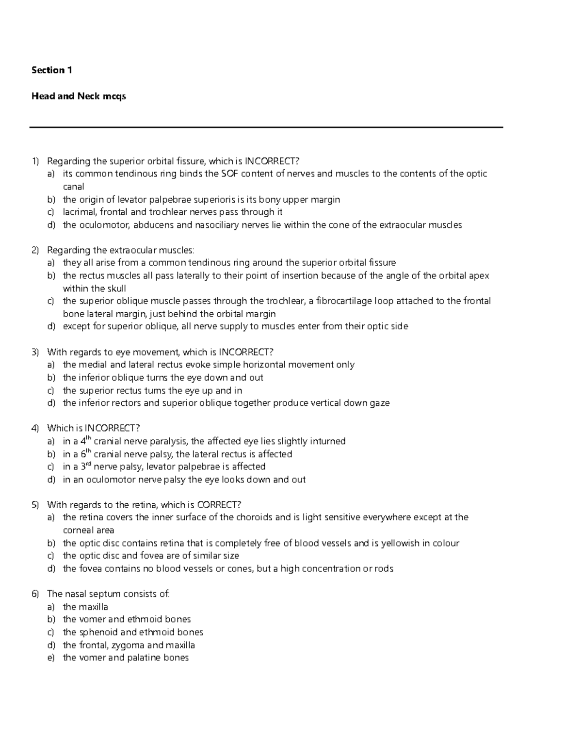 Head Neck Mcqs Part 3 Best Practice Mcqs Easily Understandable