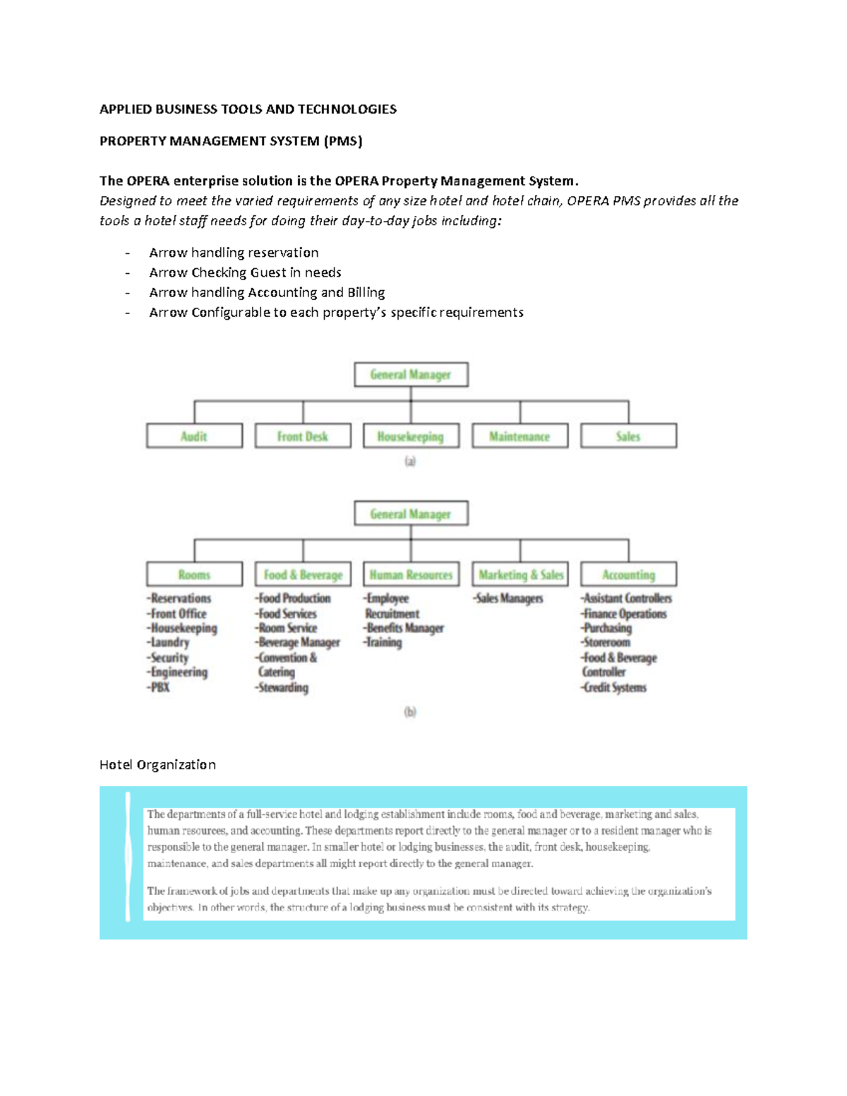 APPLIED BUSINESS TOOLS AND TECHNOLOGIES - Intro - Hotel and Restaurant ...