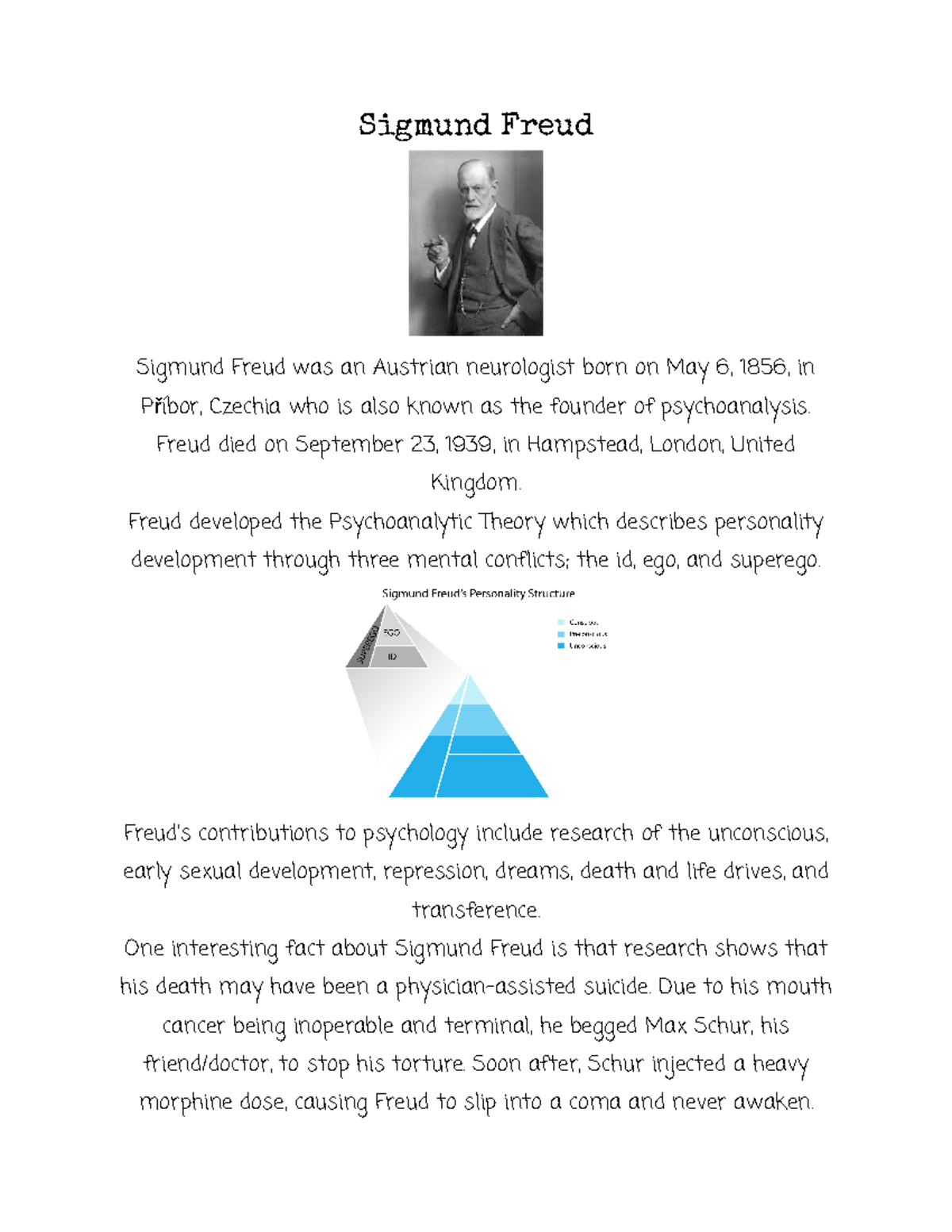 Psychological Theorist Flyer - Sigmund Freud Sigmund Freud was an ...