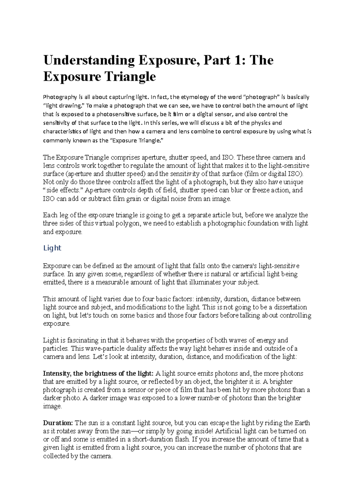 Triangle of exposure - Understanding Exposure, Part 1: The Exposure Triangle Photography is all ...