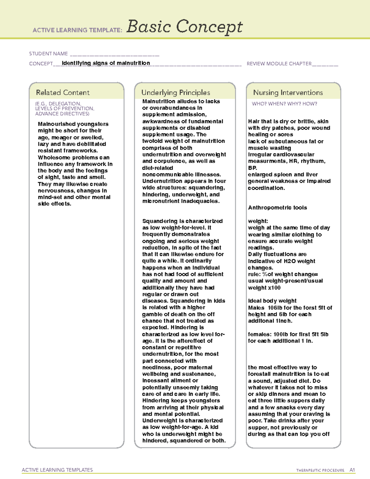 Active Learning Template Basic Concept - NUR 324 - ACTIVE LEARNING ...