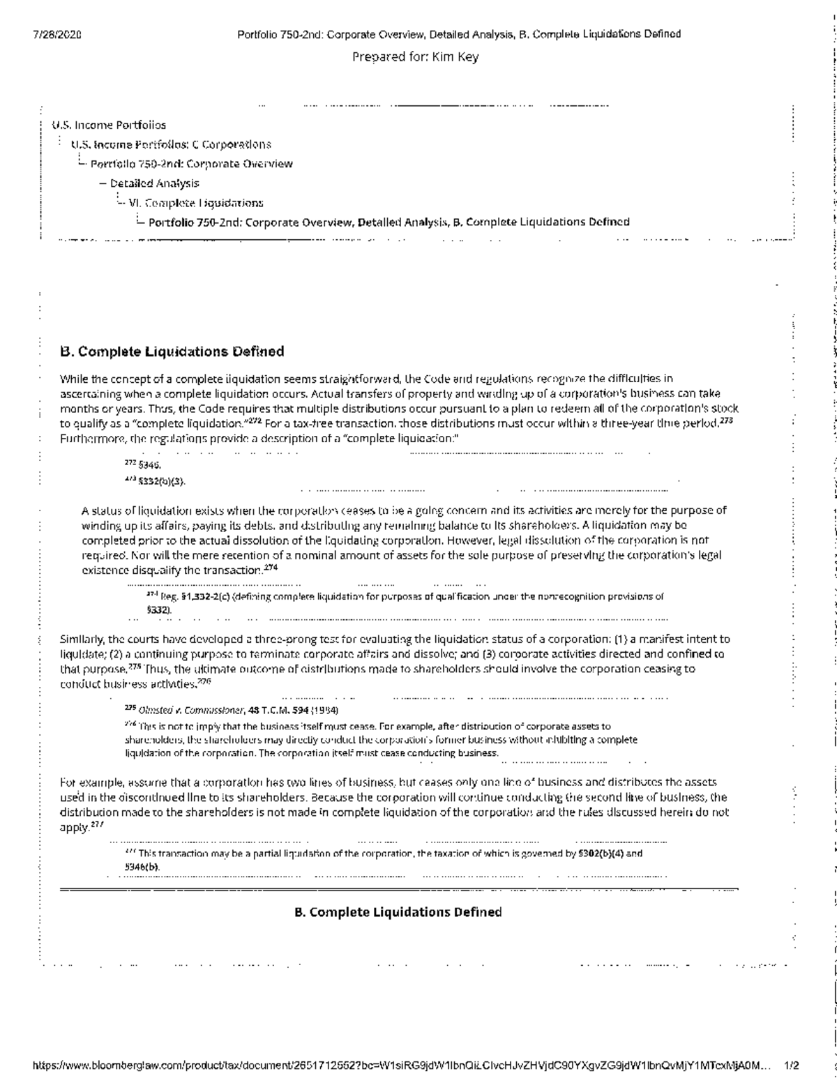 BNA Portfolio Complete Liquidation - Portfolio Corporate Overview ...
