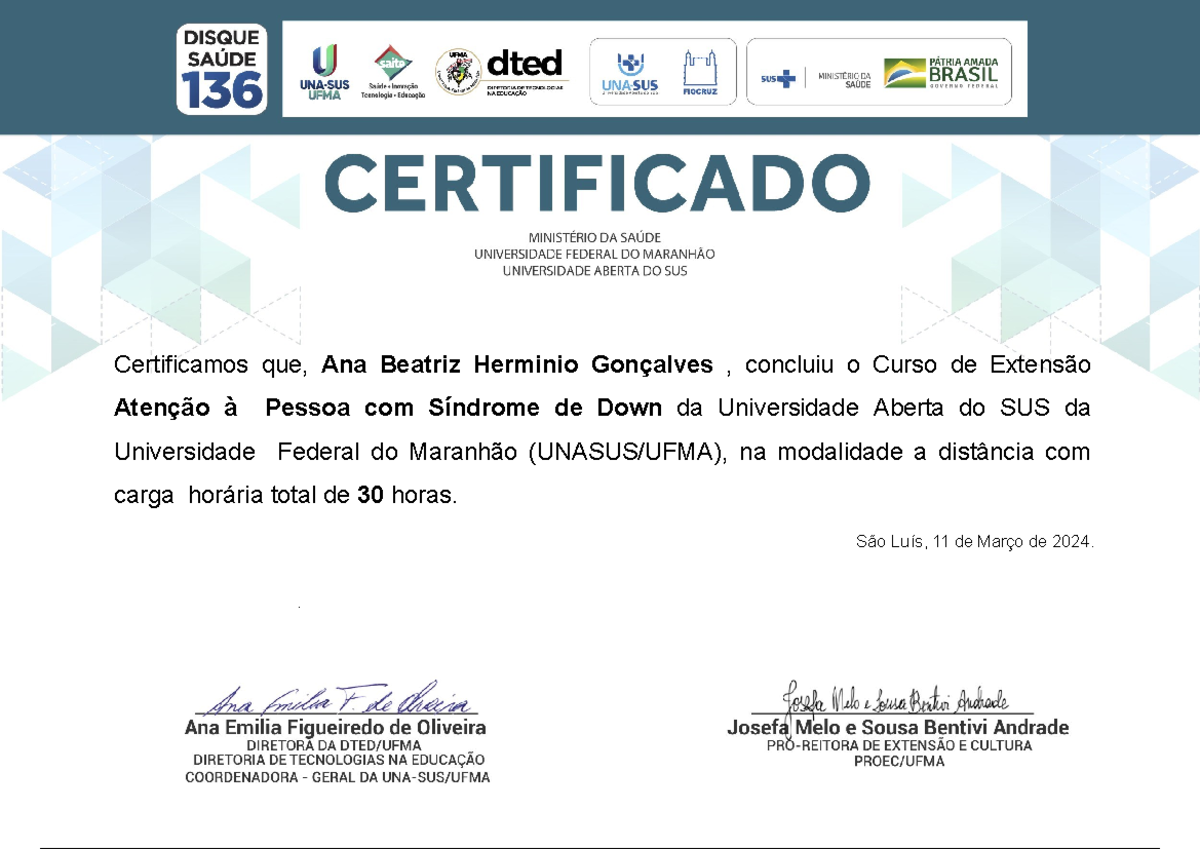 O bem comum da minha comunidade - Família E Comunidade - Certificamos que, Ana Beatriz Herminio ...