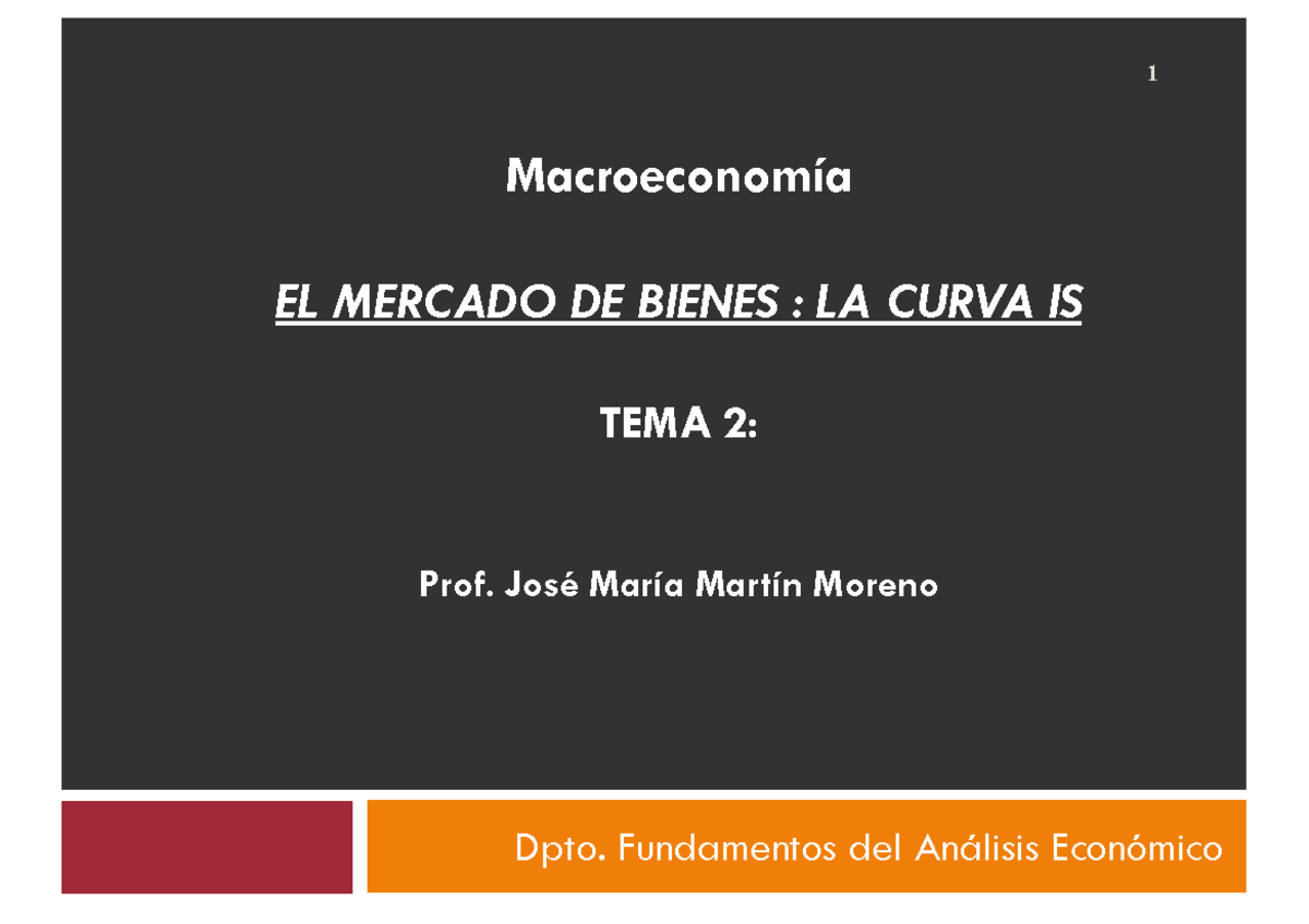 Tema 2 Mercado de bienes. la curva IS - Macroeconomía EL MERCADO DE ...