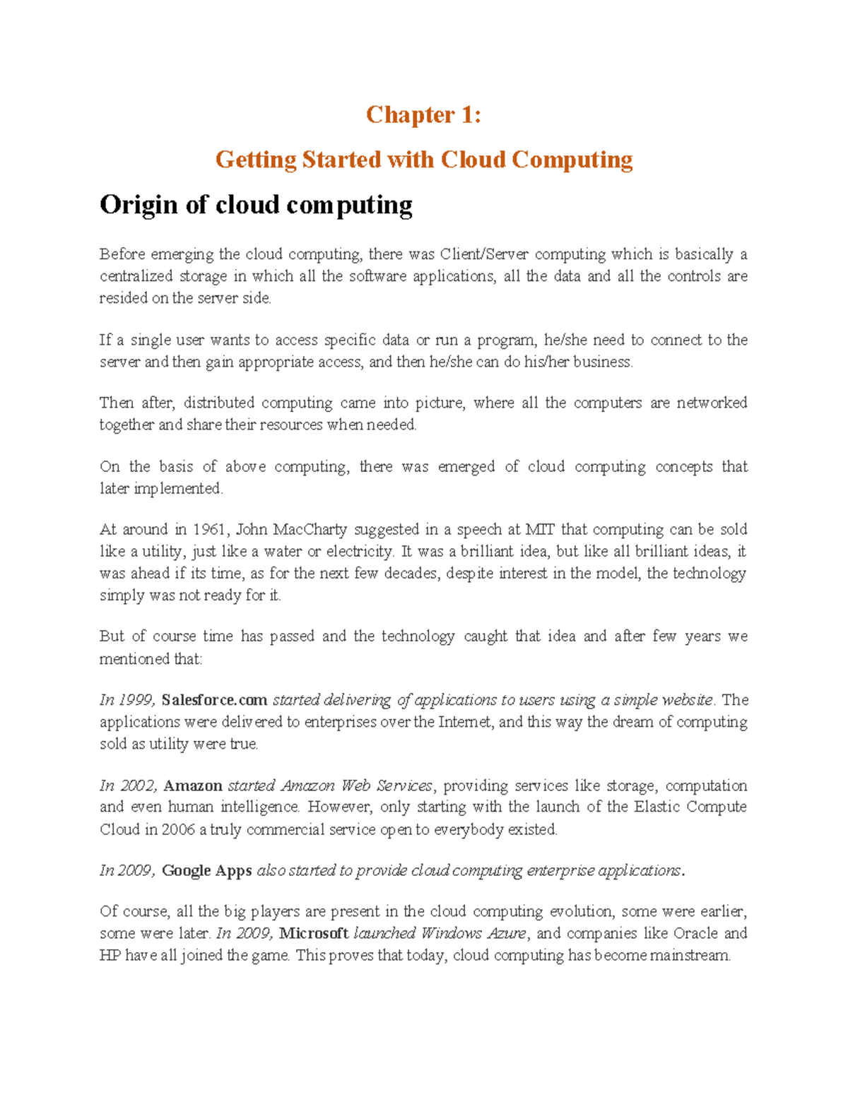 Chapter 1 - Origin of cloud computing - Chapter 1: Getting Started with Cloud Computing Origin ...