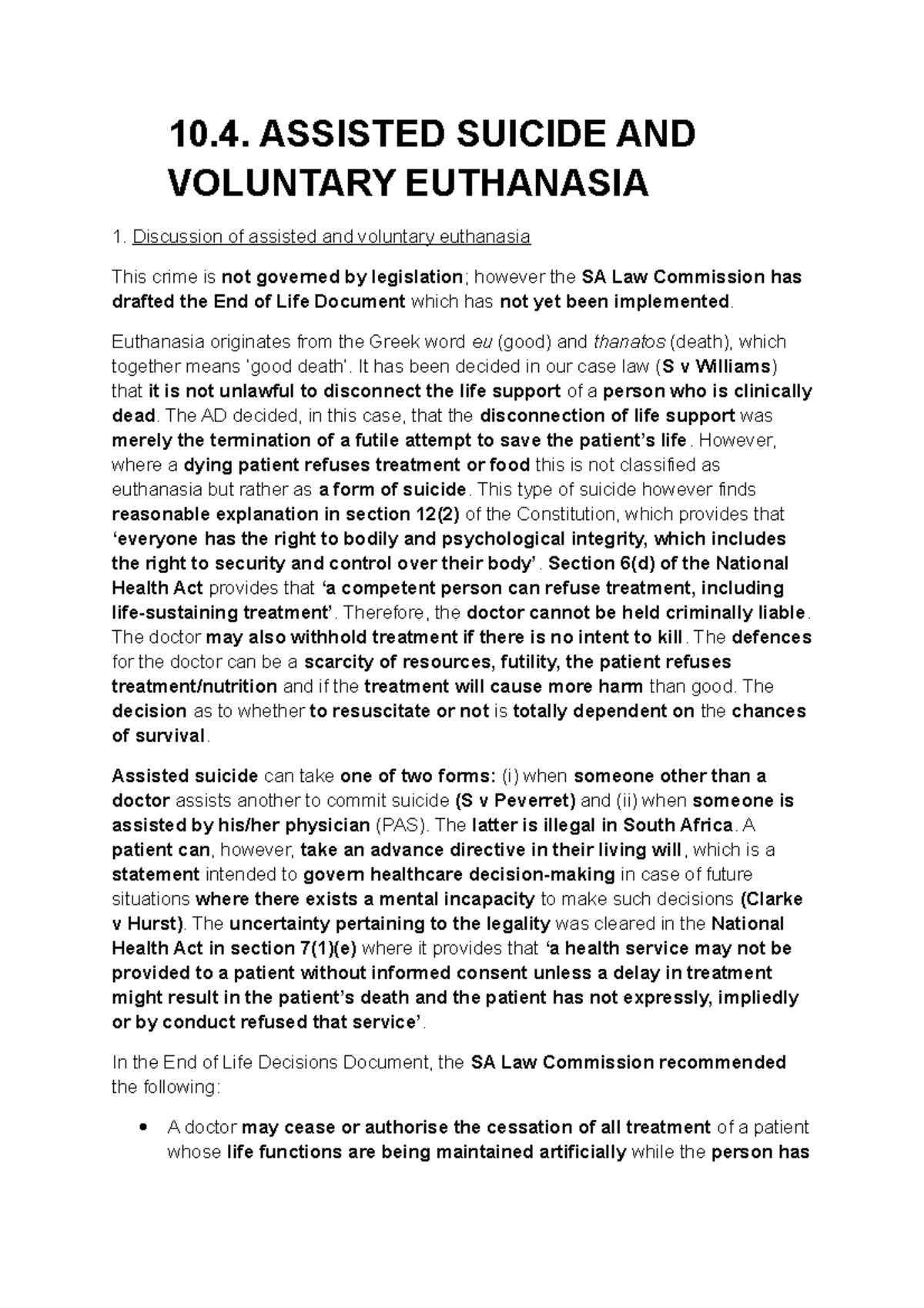 Chapter 10.4 - 10. ASSISTED SUICIDE AND VOLUNTARY EUTHANASIA Discussion ...