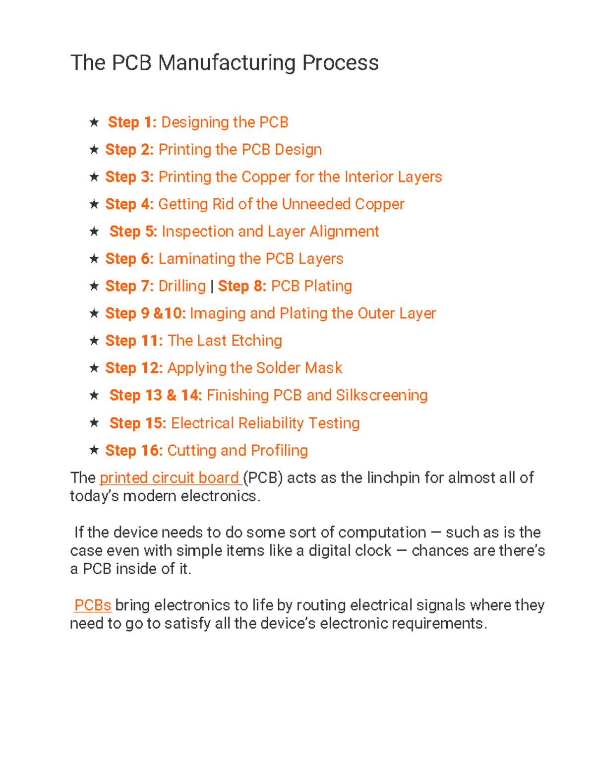 PCB MANU WORD DOC - PCB manufacturing Notes introduction different ...