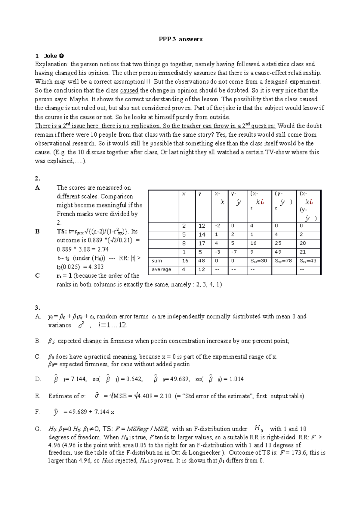 PPP 3 - Solutions - Answers to Pen Paper Practical - PPP 3 answers 1 ...