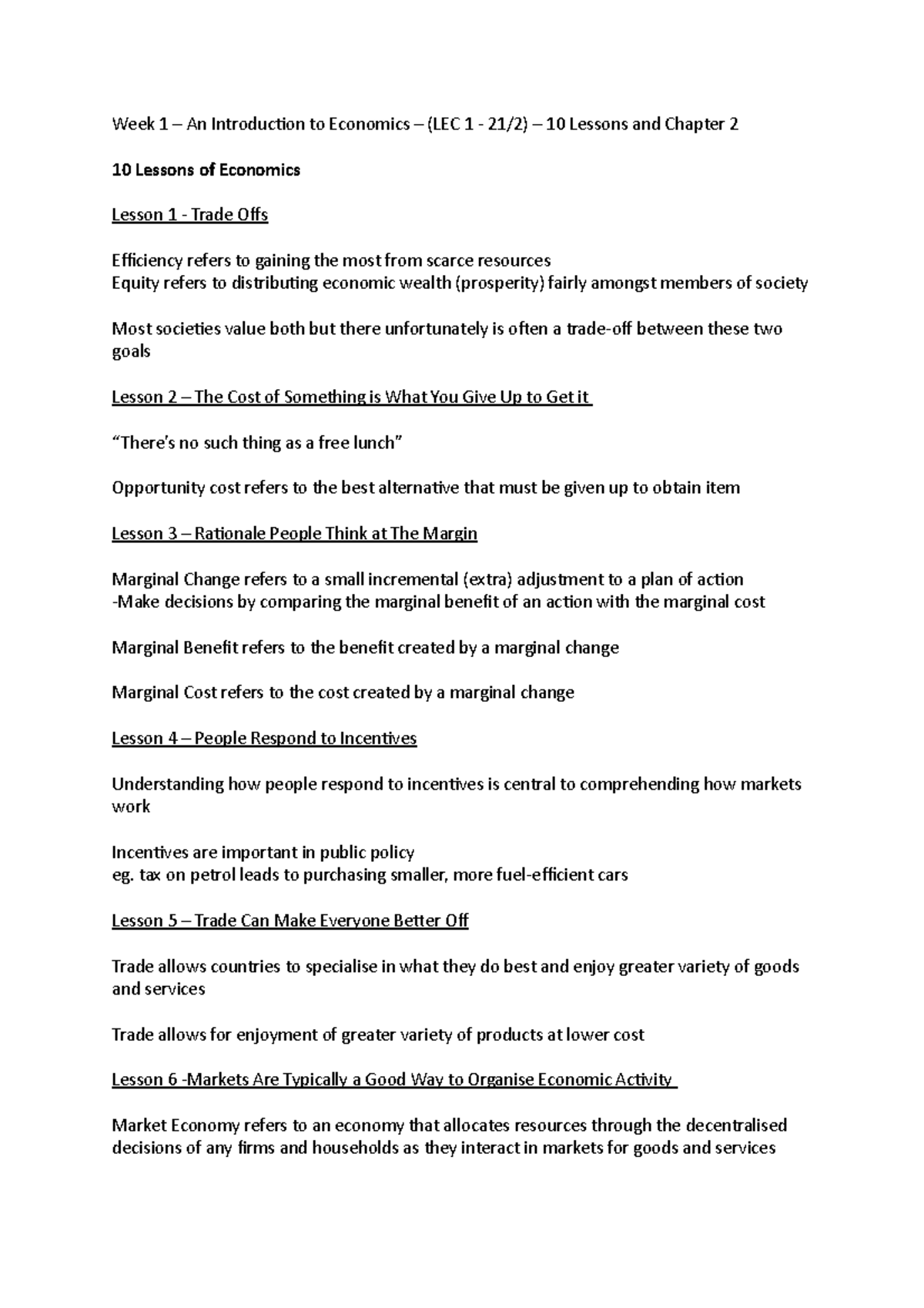 Introduction to Economics - Chapter 2 - Week 1 – An Introduction to ...