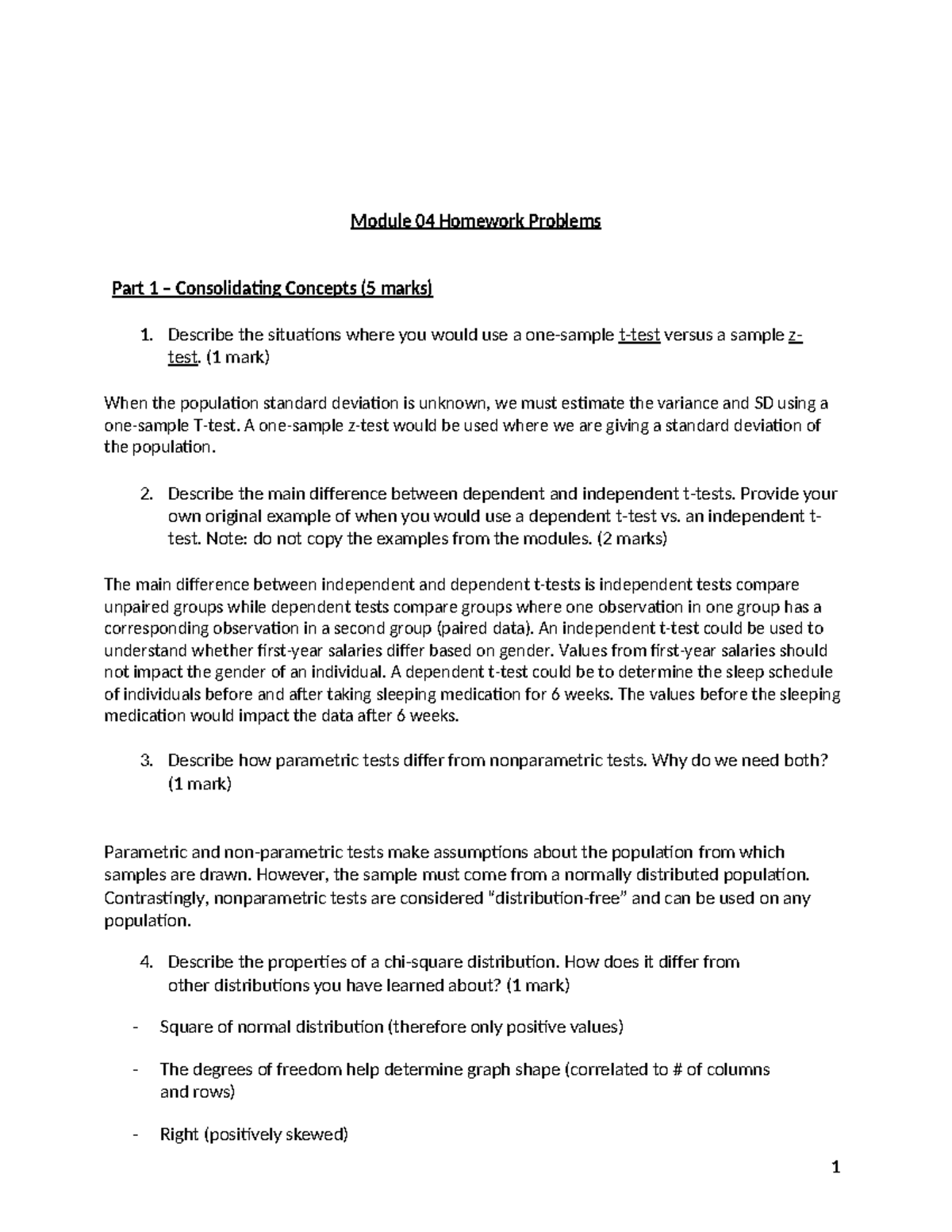 Module 4 Homework - Module 04 Homework Problems Part 1 – Consolidating Concepts (5 marks ...
