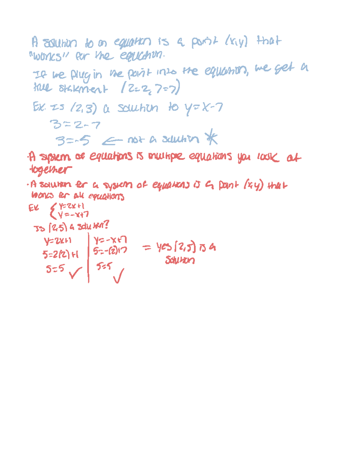 System of equation notes - A solution to an equation is a point xx that ...