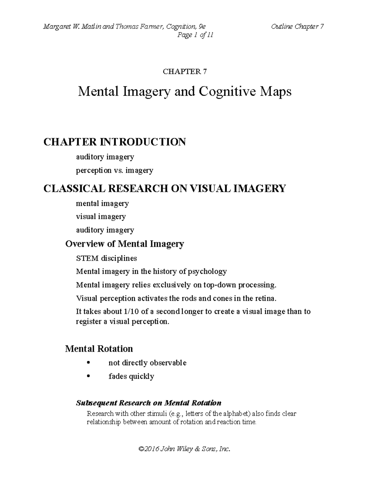 Ch07 - Cognitive Psychology - Page 1 of 11 CHAPTER 7 Mental Imagery and ...