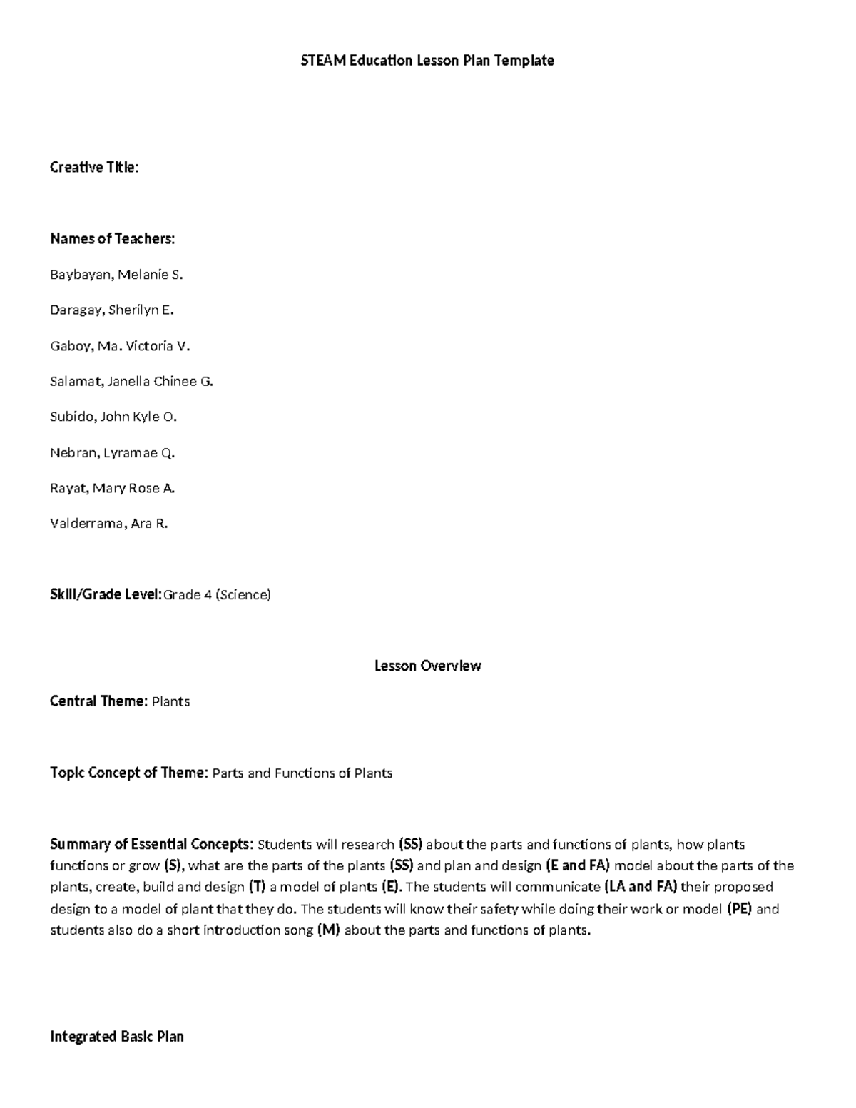 Share- Steam-1 - notes - STEAM Education Lesson Plan Template Creative ...